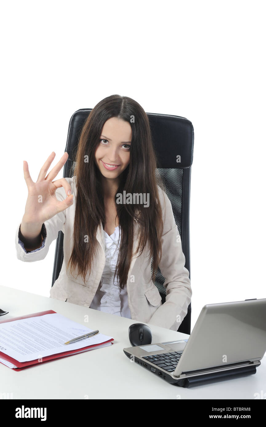 woman in office with computer Stock Photo - Alamy