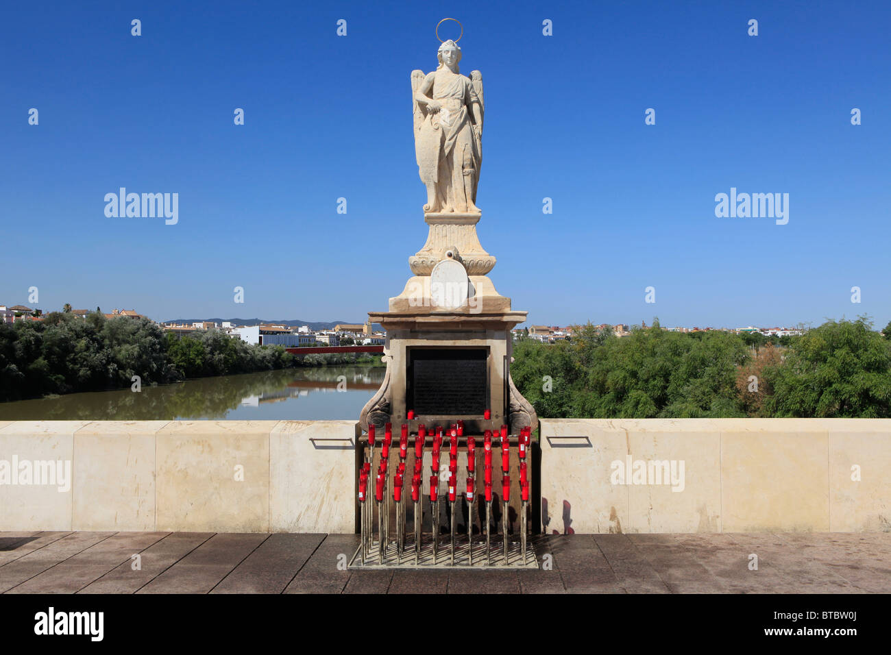 San rafael archangel statue in the roman bridge hi-res stock ...