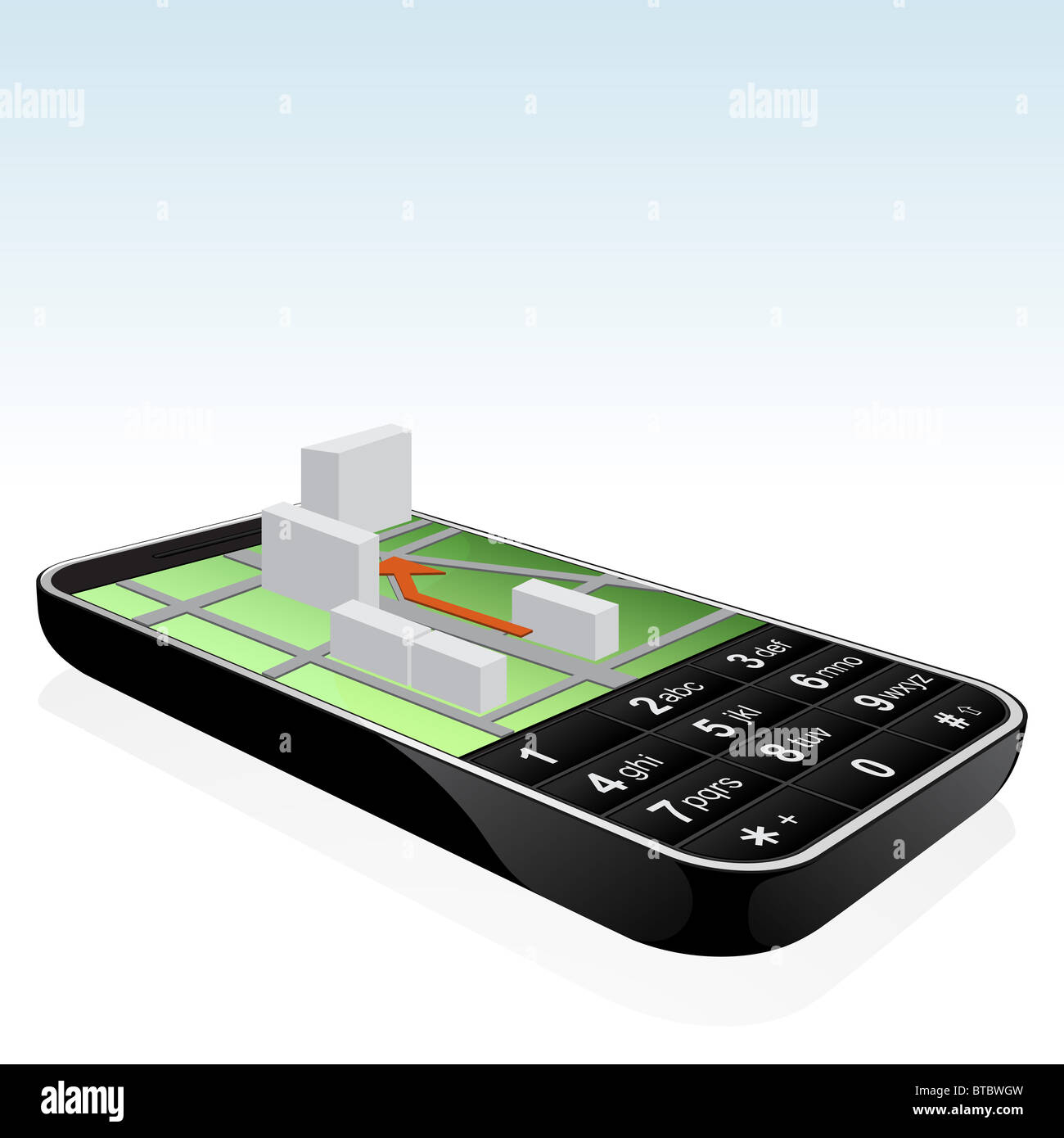 Isolated black mobile phone navigator icon with reflection Stock Photo ...
