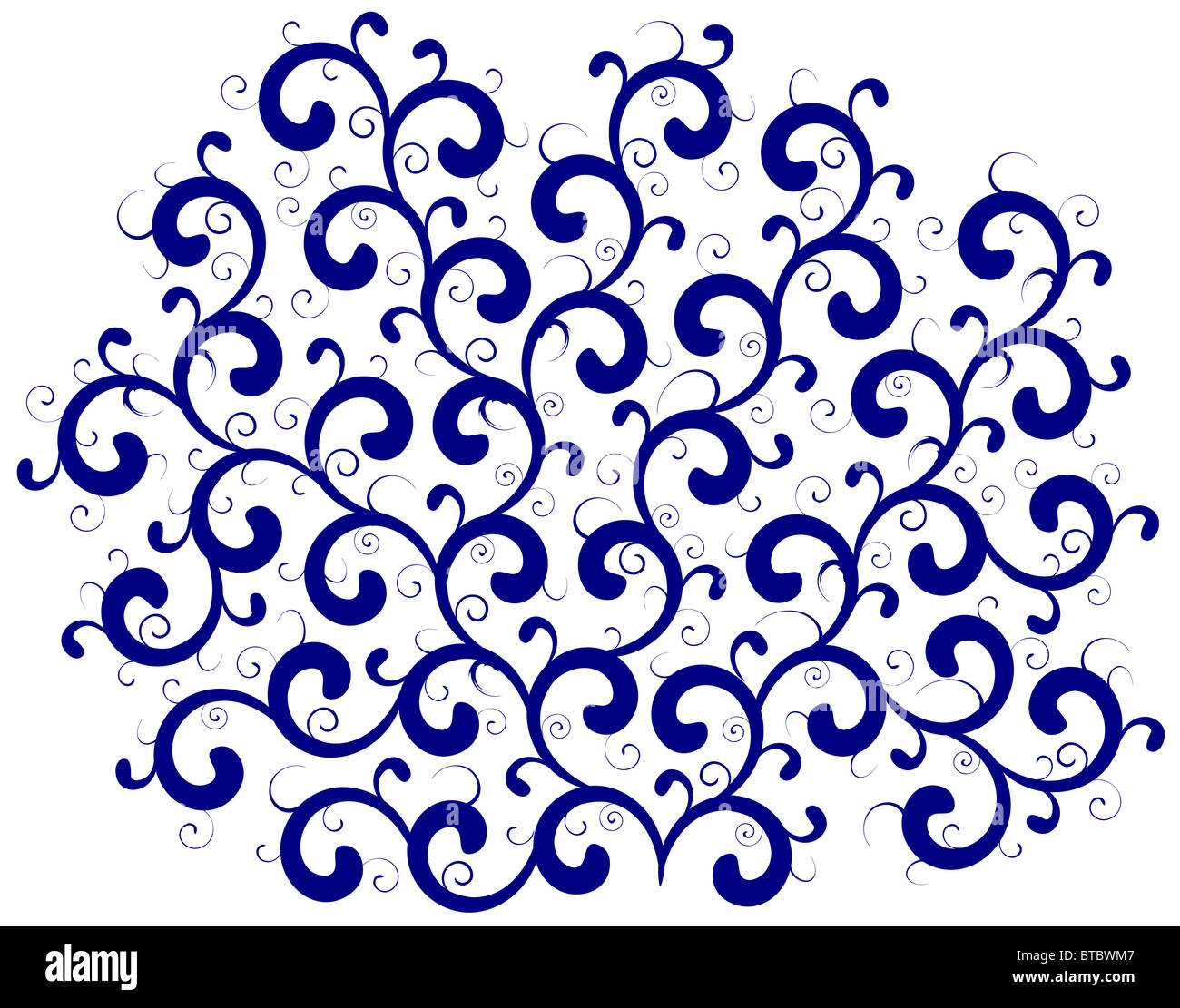 Abstract illustrated design of a curly tree form Stock Photo - Alamy