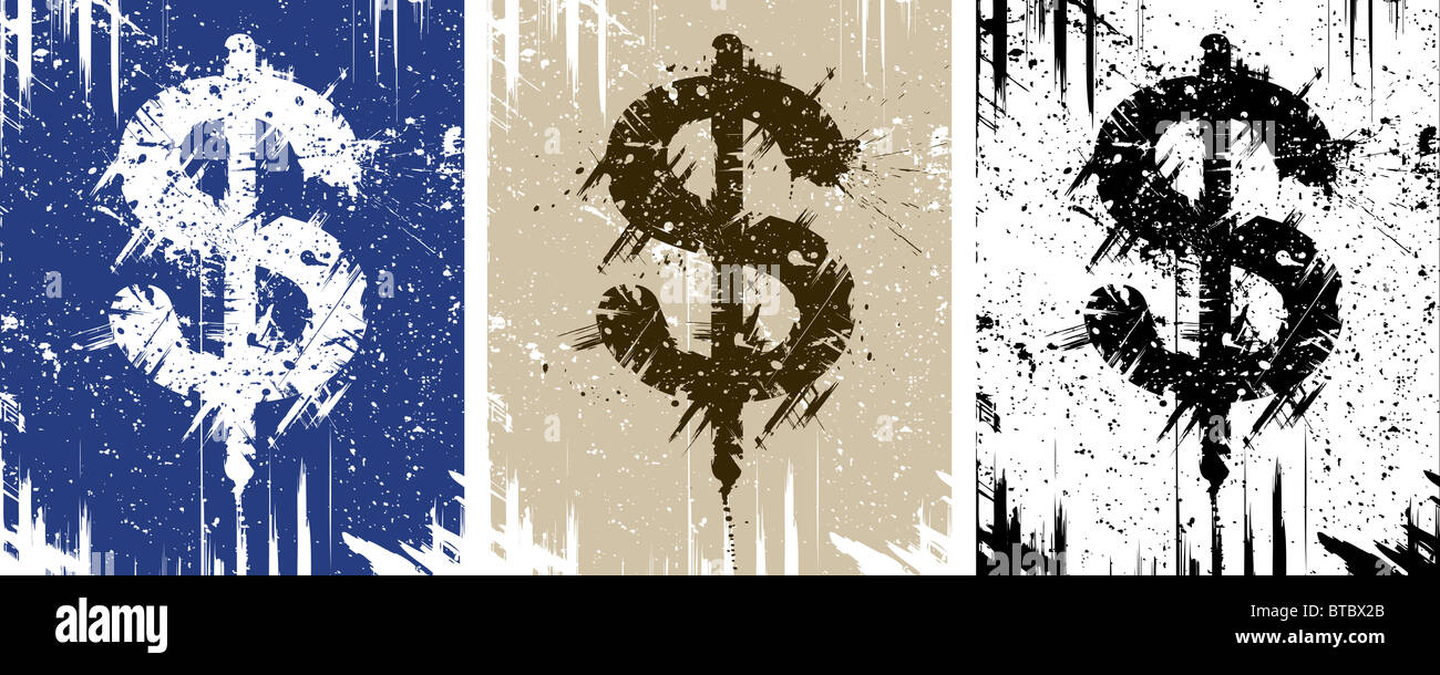 Illustrated design of a grunge dollar sign with background grunge Stock ...