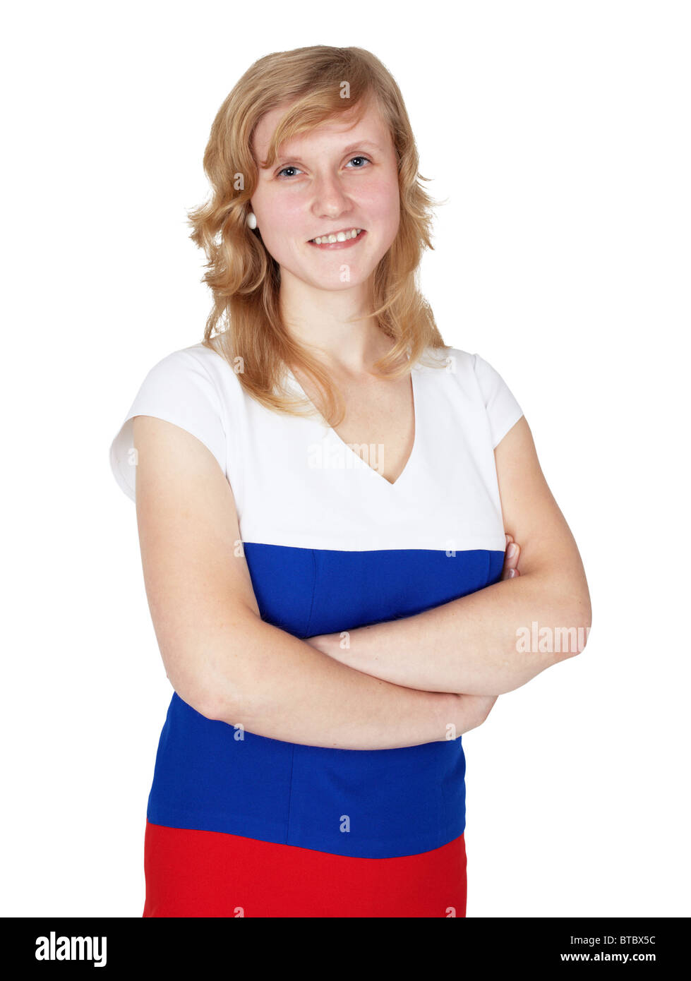 Portrait of a young woman in the tri-color dress Stock Photo - Alamy