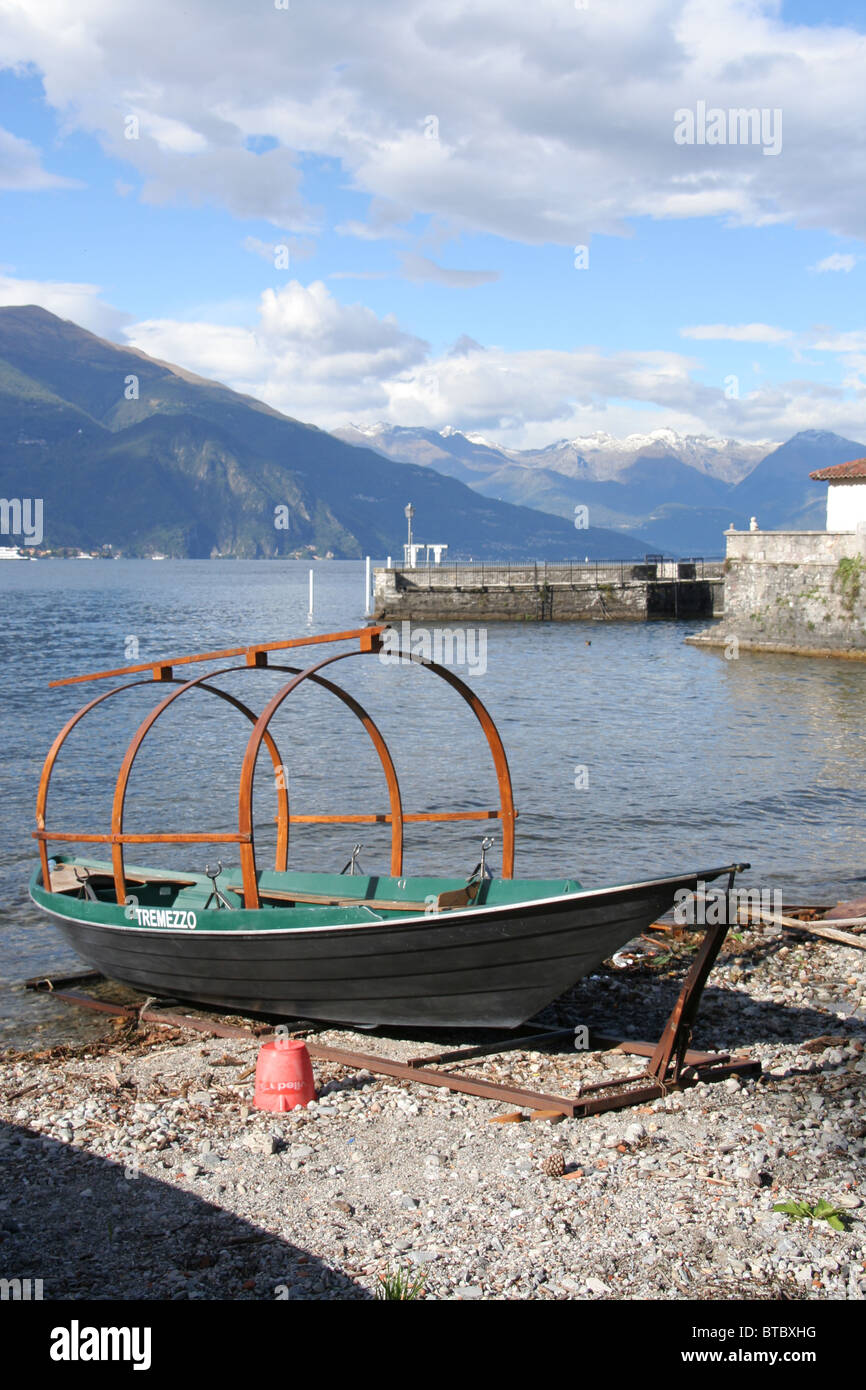 typical Lake Como rowing boat at Loppia, Lake Como, Lombardy, Italy ...