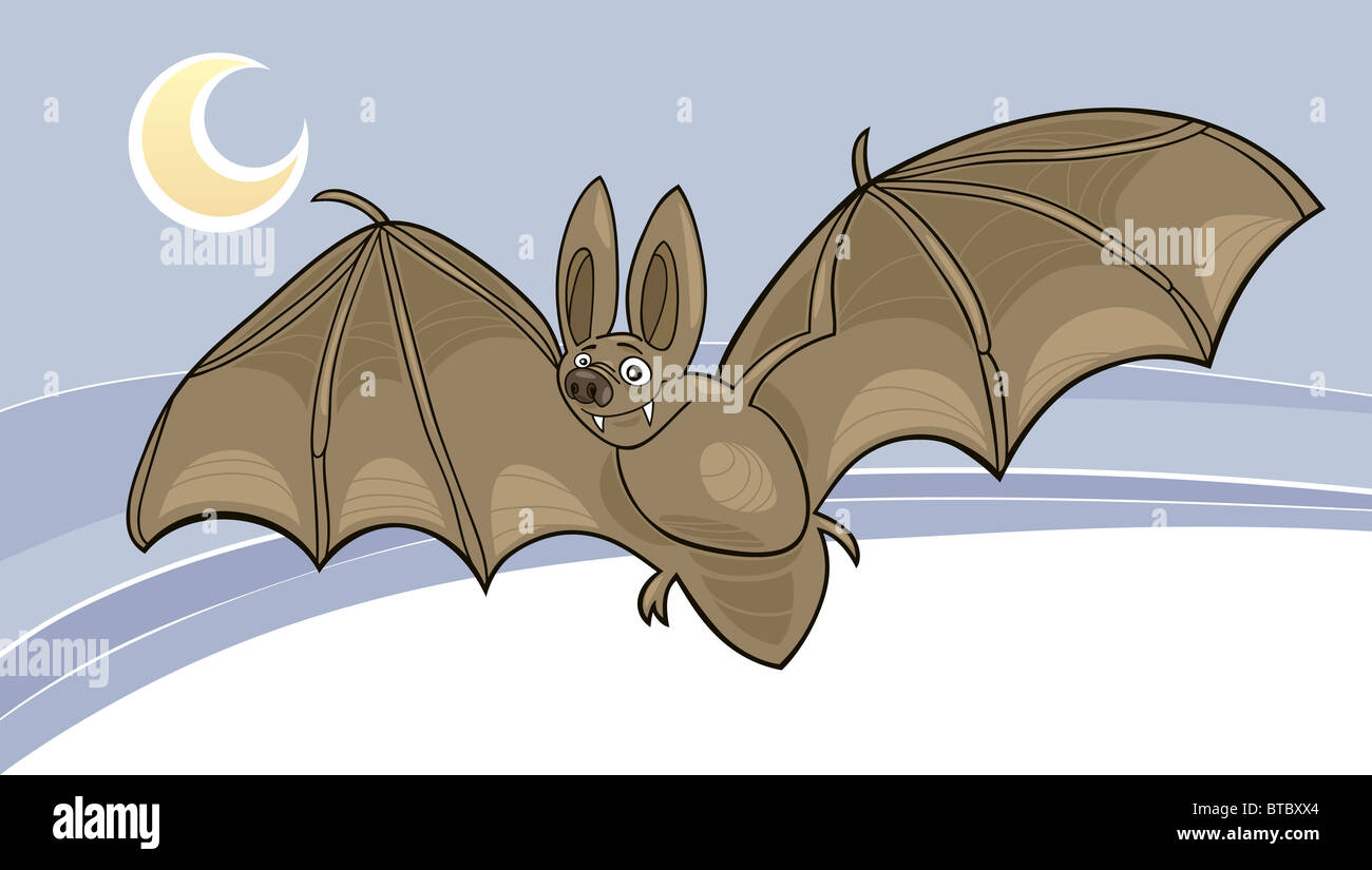 Cartoon illustration of vampire bat flying Stock Photo - Alamy