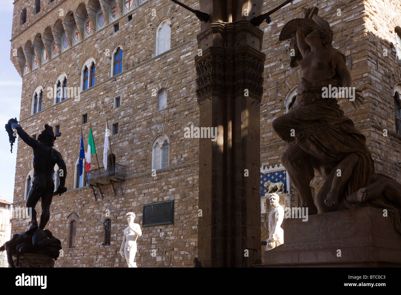 Statue of david by michelangelo and hercules and cacus hi-res stock ...