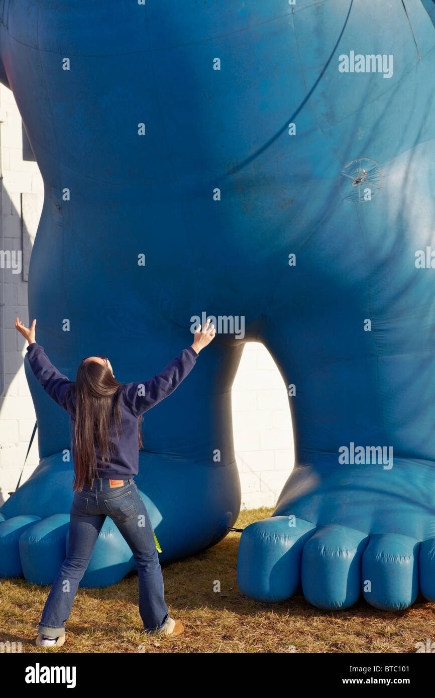 Big blue monster gorilla, advertising inflatable Stock Photo - Alamy