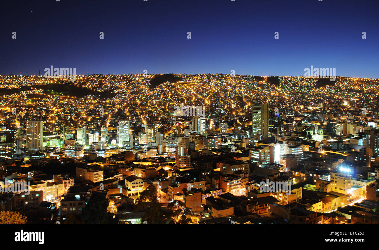 A view over La Paz in Bolivia from the Killi Killi viewpoint Stock ...