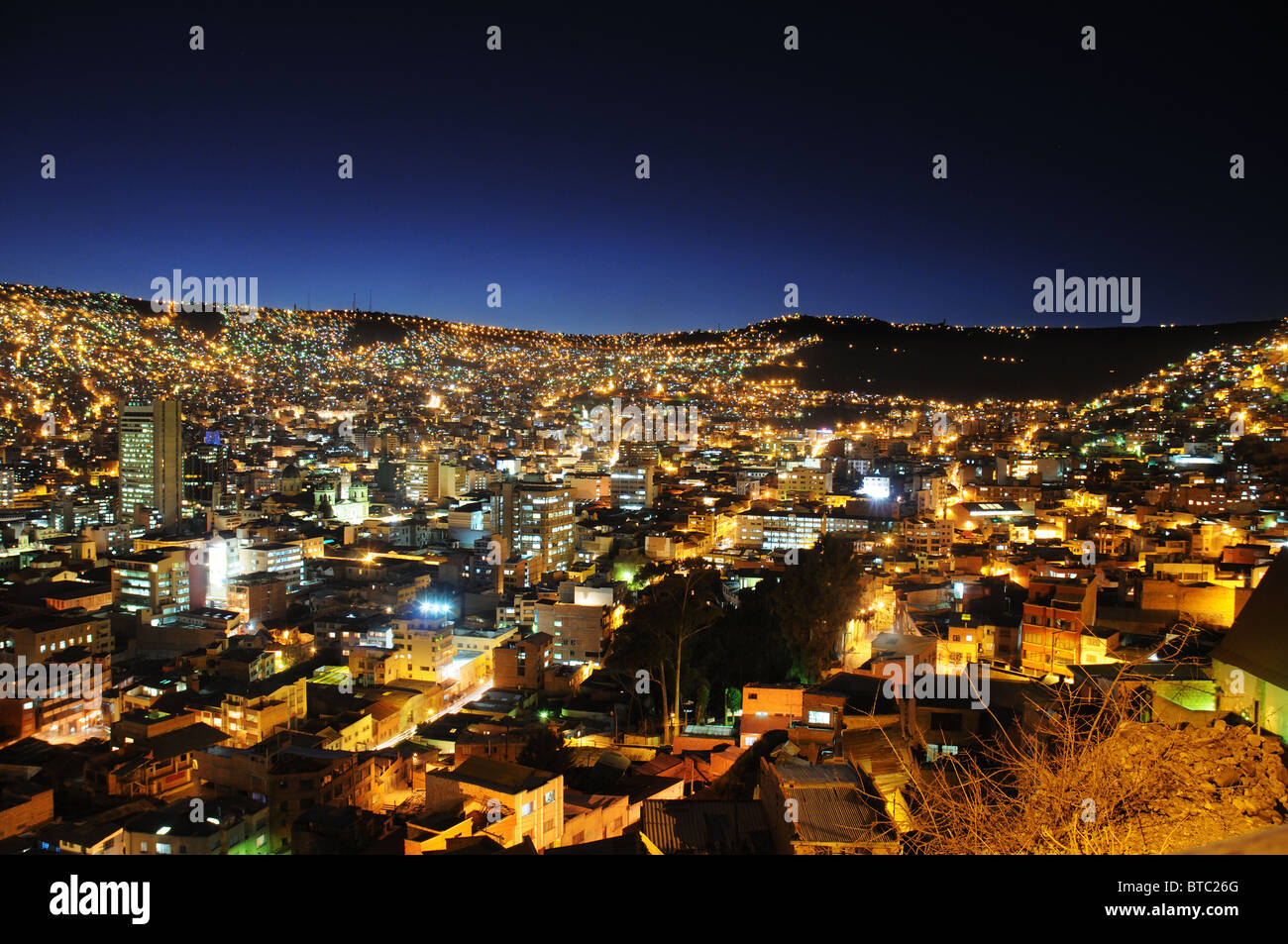 A view over La Paz in Bolivia from the Killi Killi viewpoint Stock ...