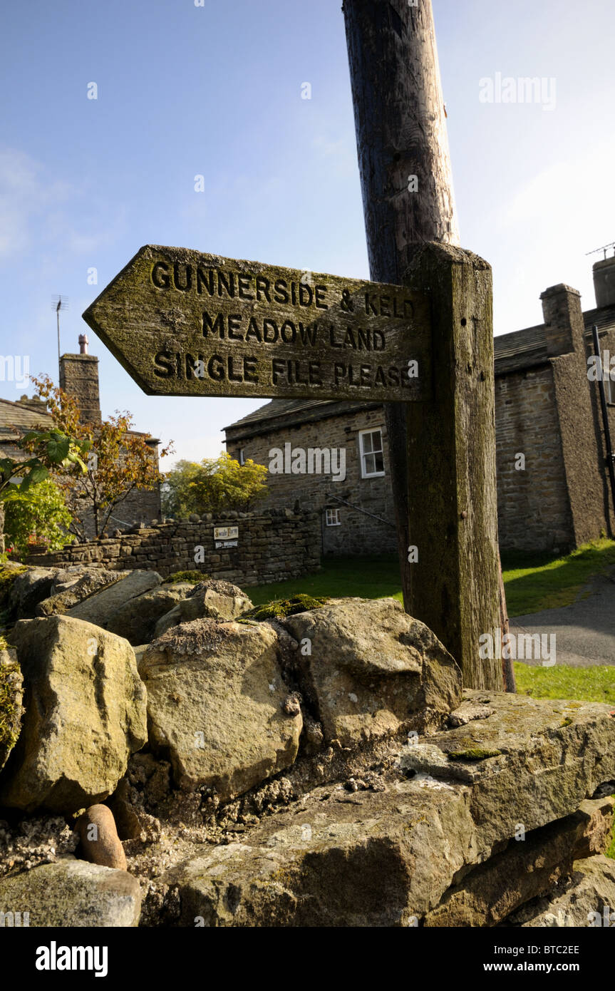 Signpost to Gunnerside & Keld Meadow Land in Muker, Upper Swaledale ...