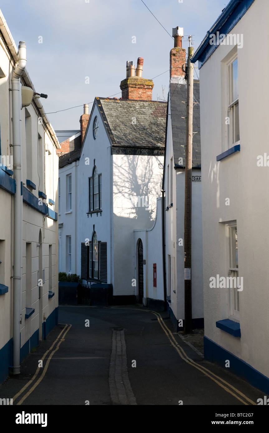 Narrow street in Appledore in North Devon uk famous for its narrow ...