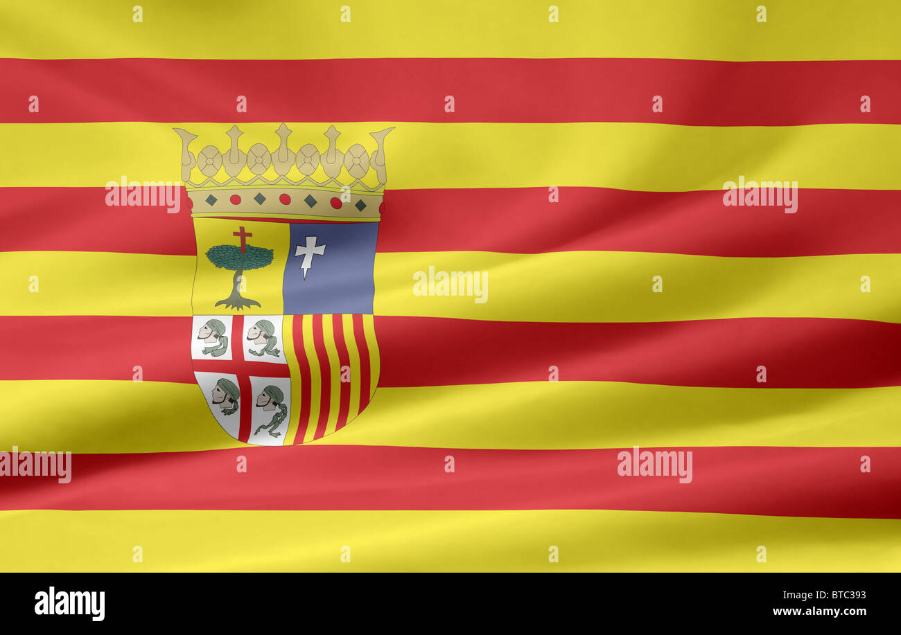 High resolution flag of Aragon Stock Photo - Alamy