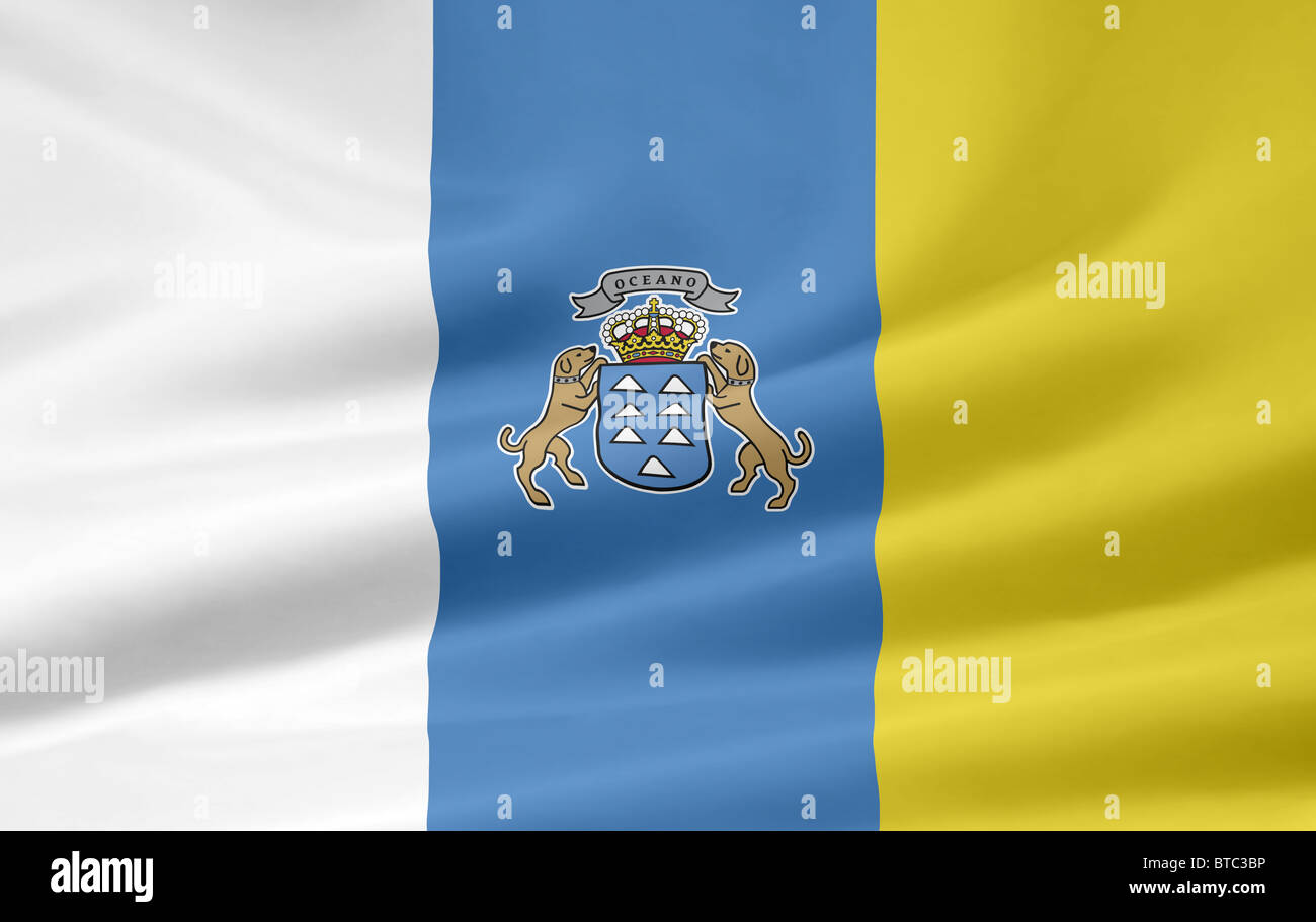 High resolution flag of the Canary Islands Stock Photo - Alamy