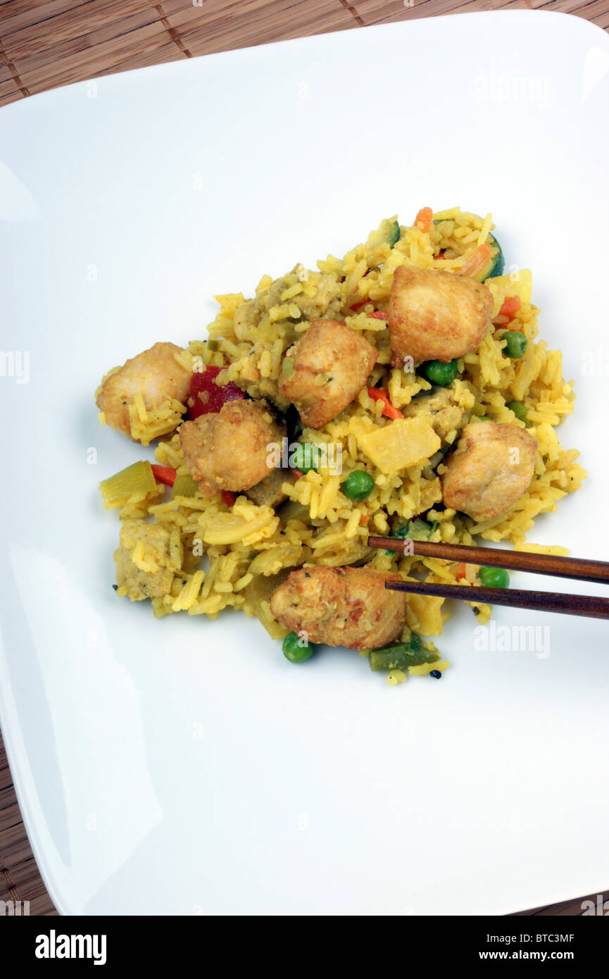 organic rice with grilled chicken on a plate Stock Photo - Alamy