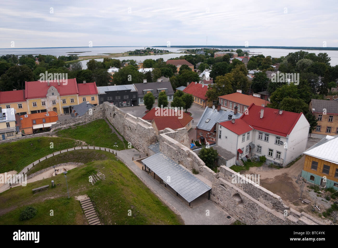 View from the tower of Haapsalu castle to the city centre and the old ...