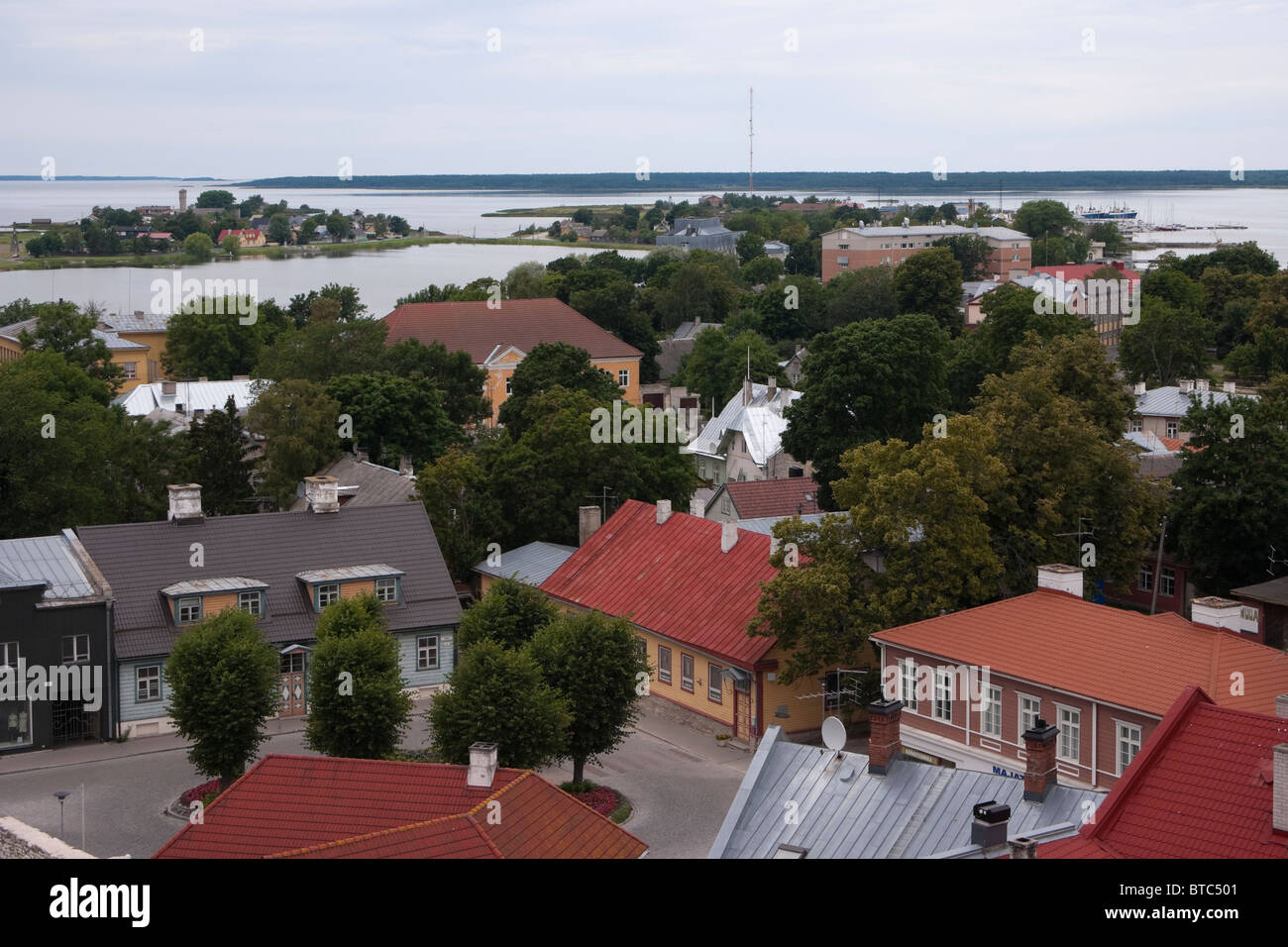 View from the tower of Haapsalu castle to the city centre and the old ...