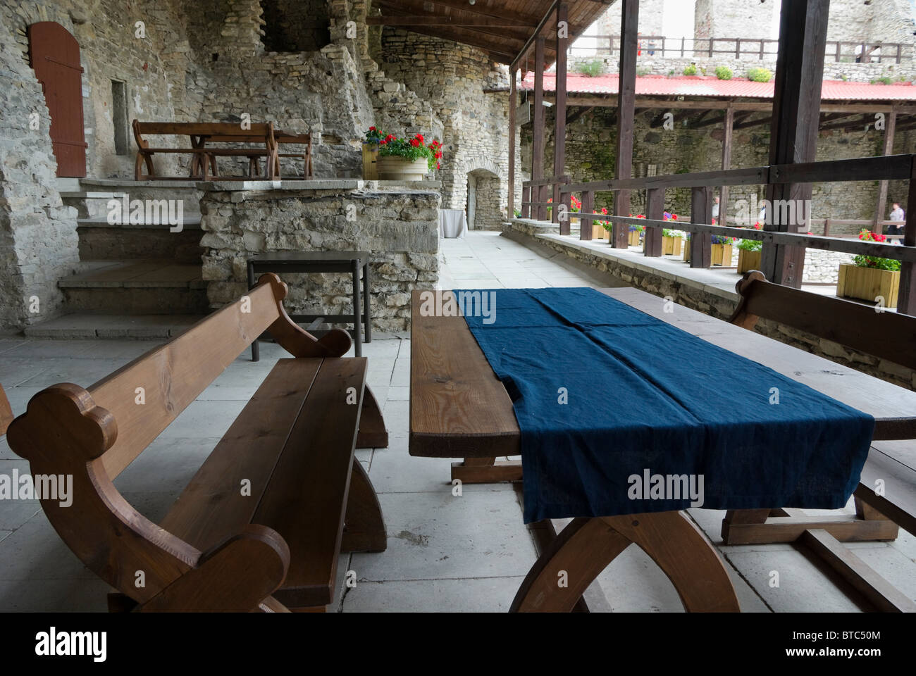 Cafe in medieval style inside Haapsalu castle Stock Photo - Alamy
