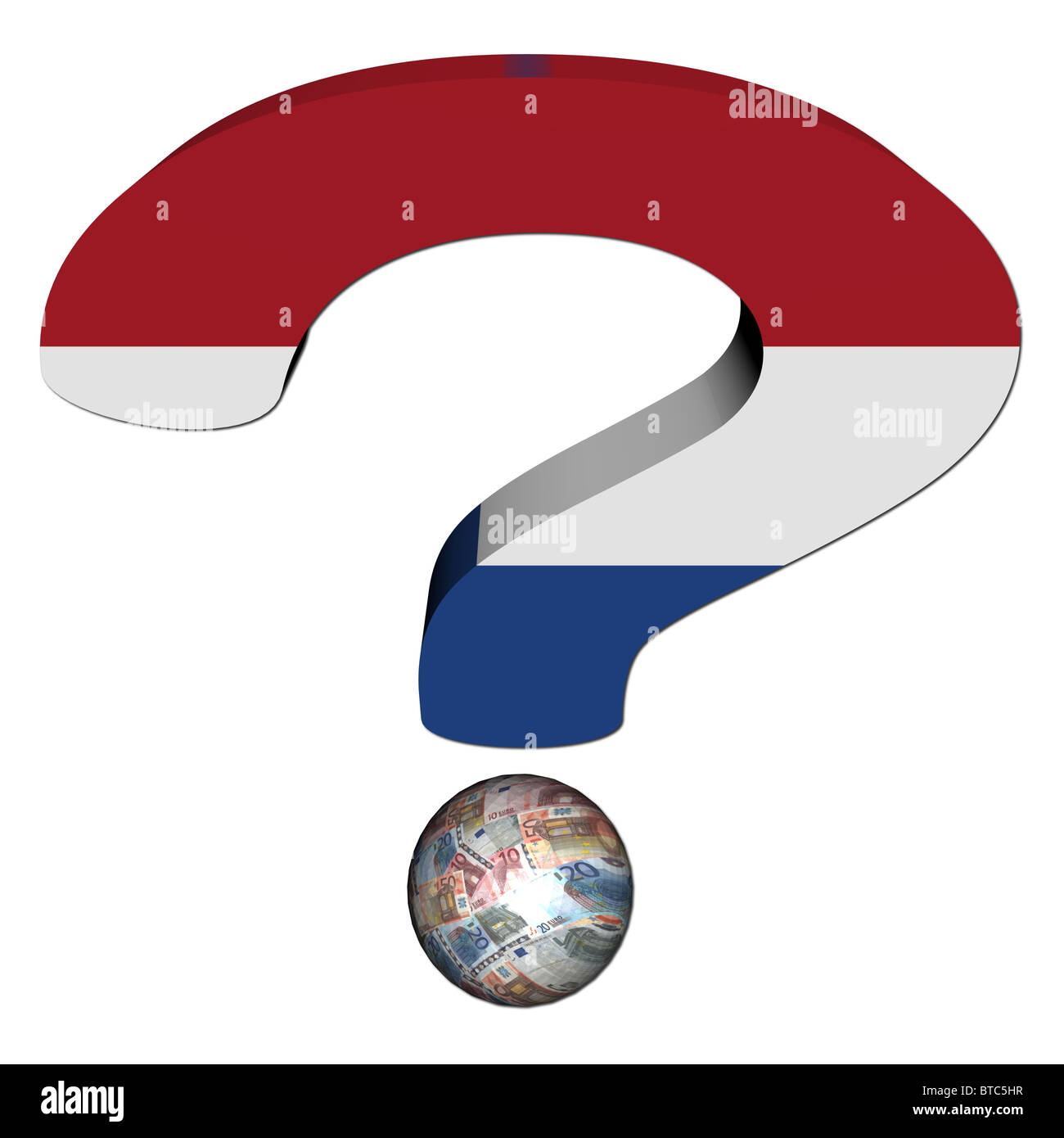 question mark with Dutch flag and euros illustration Stock Photo - Alamy