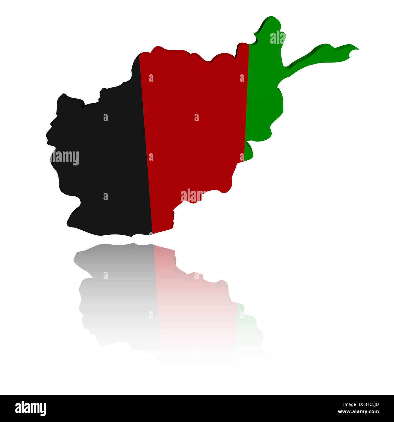 Afghanistan map flag 3d render with reflection illustration Stock Photo ...