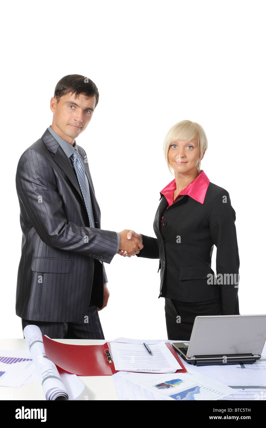 Two business people meeting table office Cut Out Stock Images ...