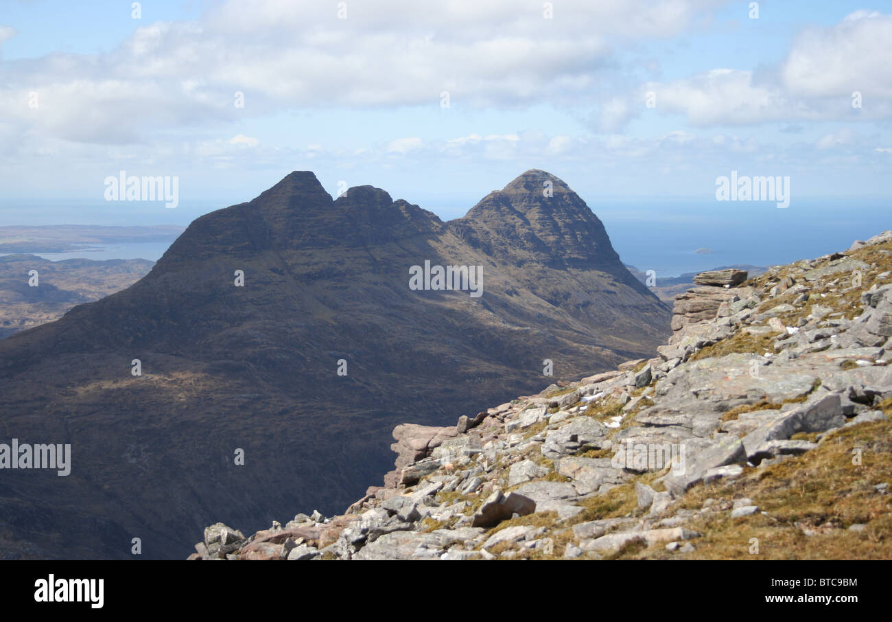 Suilven from the slopes of Canisp Scotland May 2006 Stock Photo - Alamy