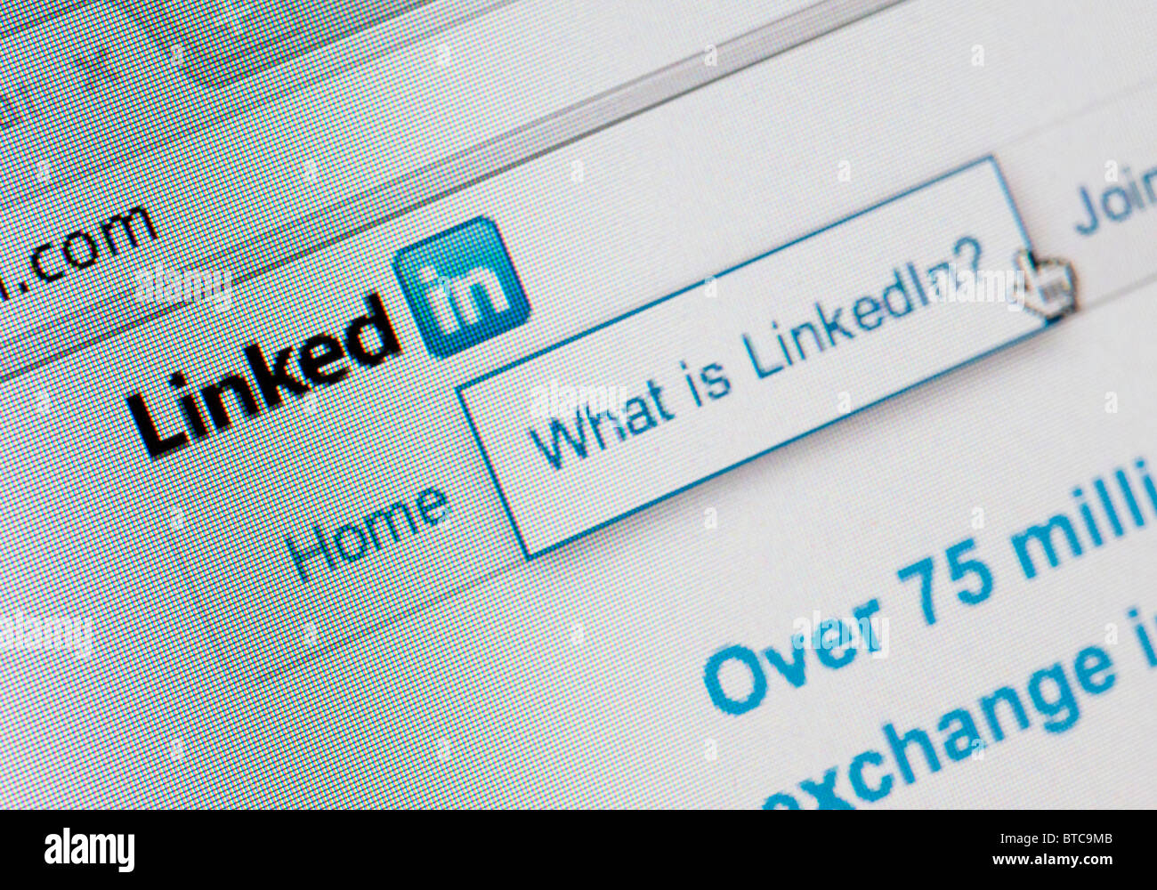 Detail of screenshot from website of Linked in business social ...