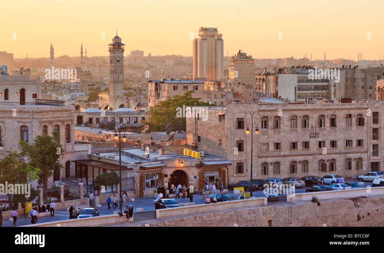 Panorama of the old town of Aleppo, Syria, as viewed from the citadel ...
