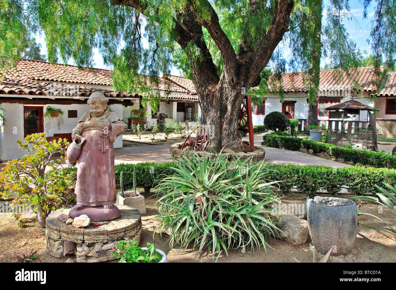 The courtyard garden at St. Anthony of Pala Mission Stock Photo - Alamy