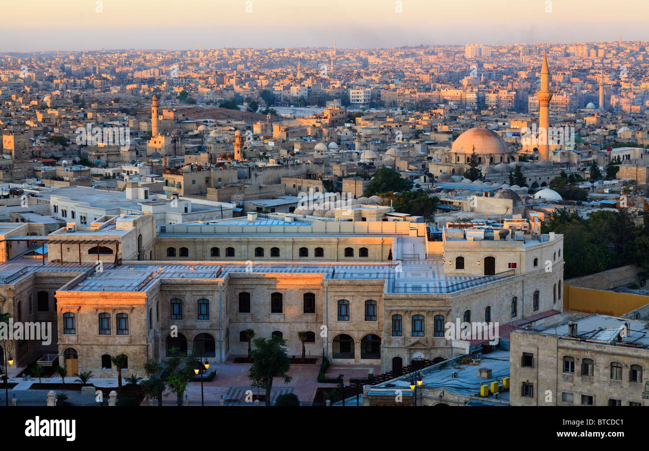 Panorama of the old town of Aleppo, Syria, as viewed from the citadel ...