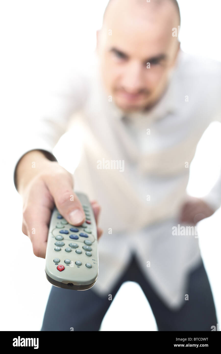 man with remote control Stock Photo - Alamy