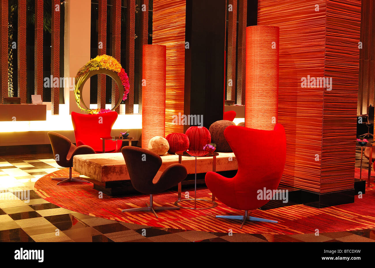Modern lobby interior in night illumination, Pattaya, Thailand Stock ...