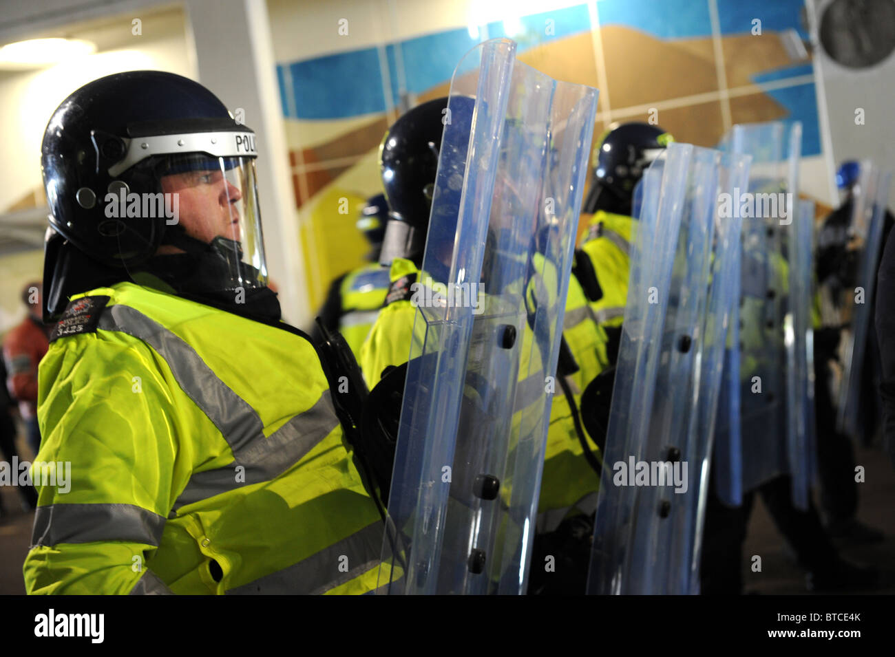 Police form a human wall at a demonstration Stock Photo - Alamy