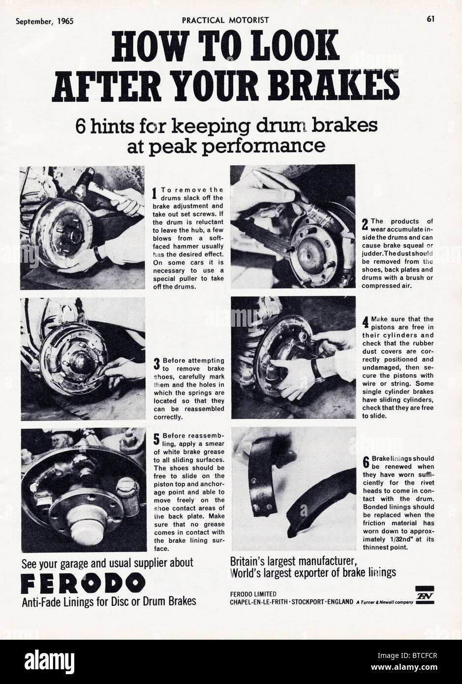 Advert for Ferodo brakes in Practical Motorist magazine dated September ...