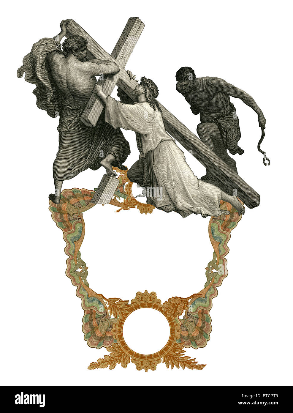 Victorian frame with Jesus Christ Bearing the Cross Stock Photo - Alamy
