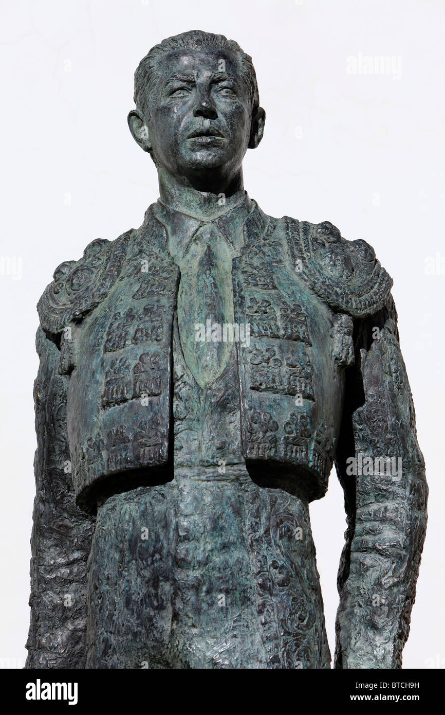 Close-up of the statue of the famous Spanish bullfighter Antonio ...