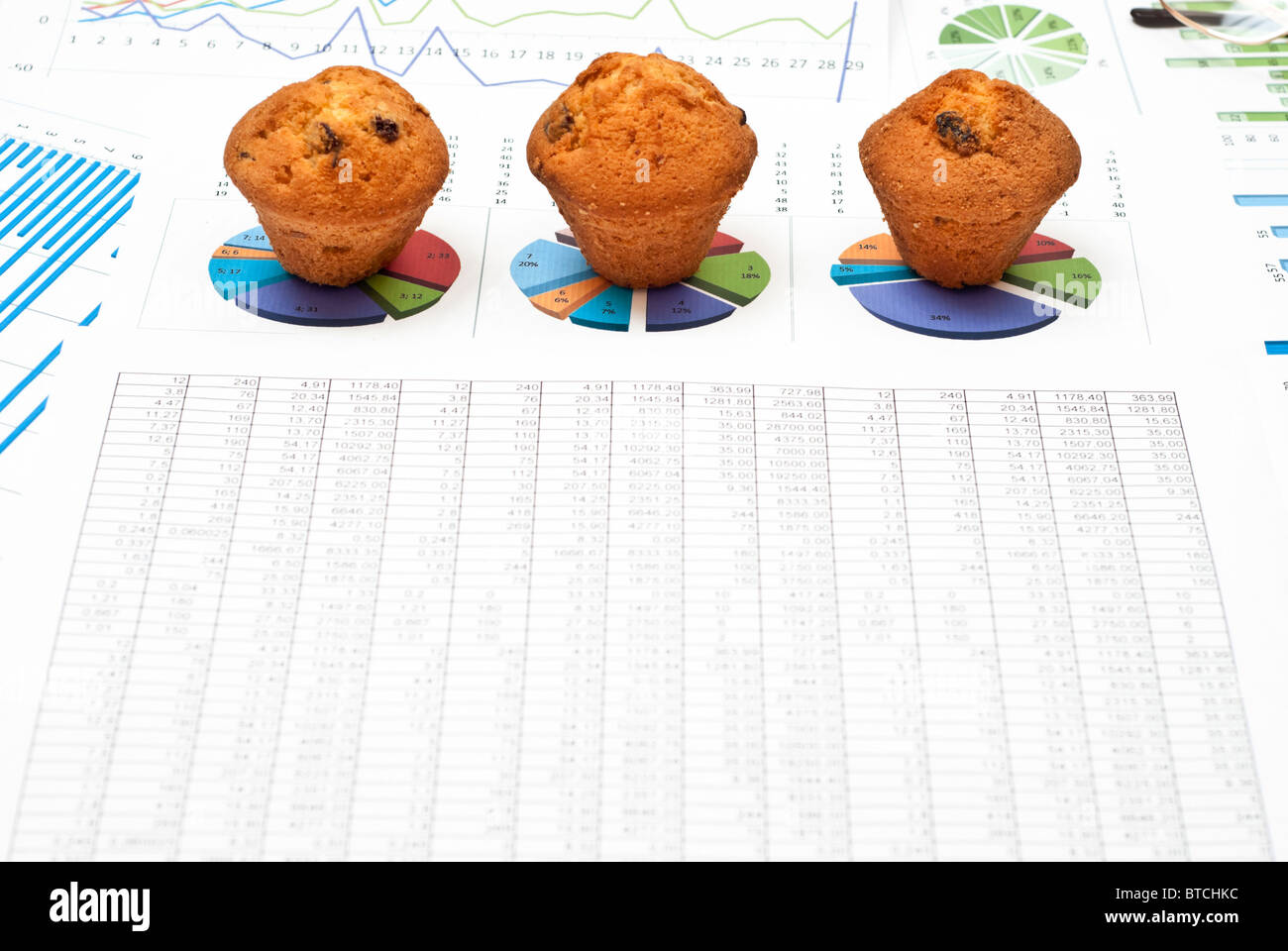 Three cakes and charts Stock Photo - Alamy