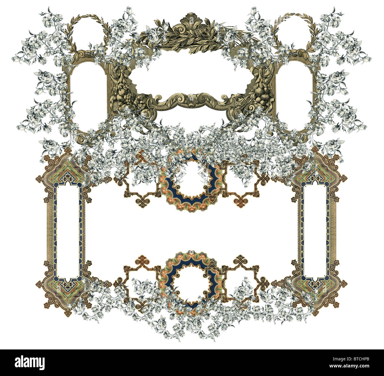 OLd Victorian frame with flowers Stock Photo - Alamy