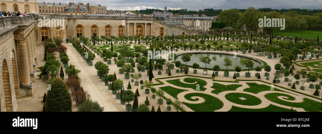 wide panorama of famous versailles orange garden in france Stock Photo ...