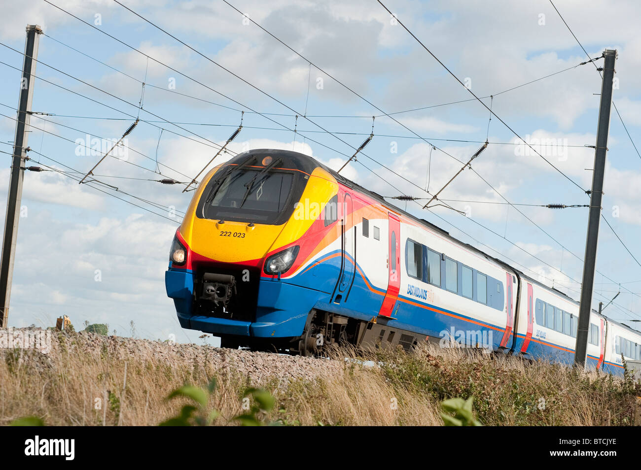 East Midlands trains class 222 meridian train speeding through the ...