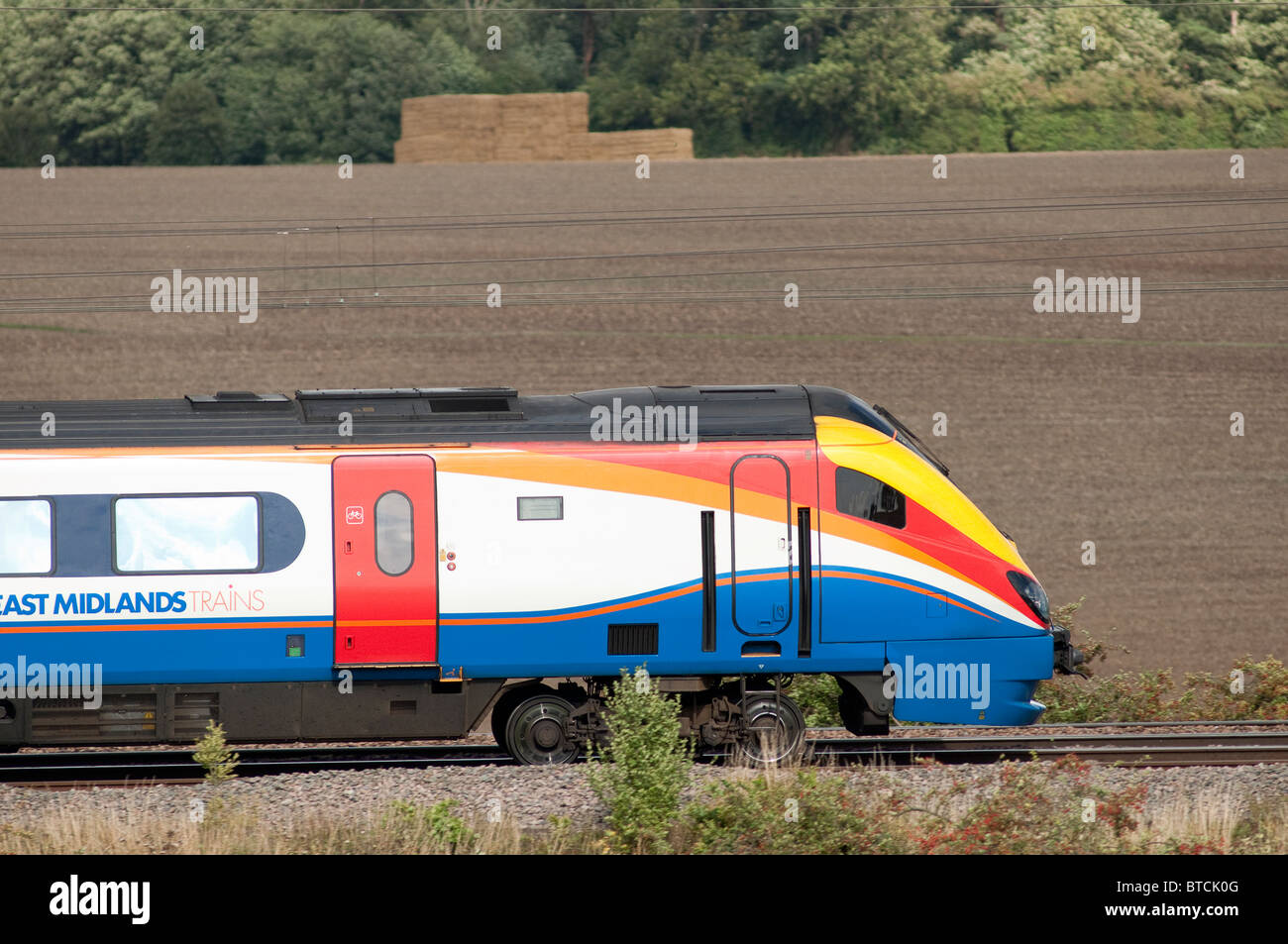 East Midlands trains class 222 meridian train speeding through the ...