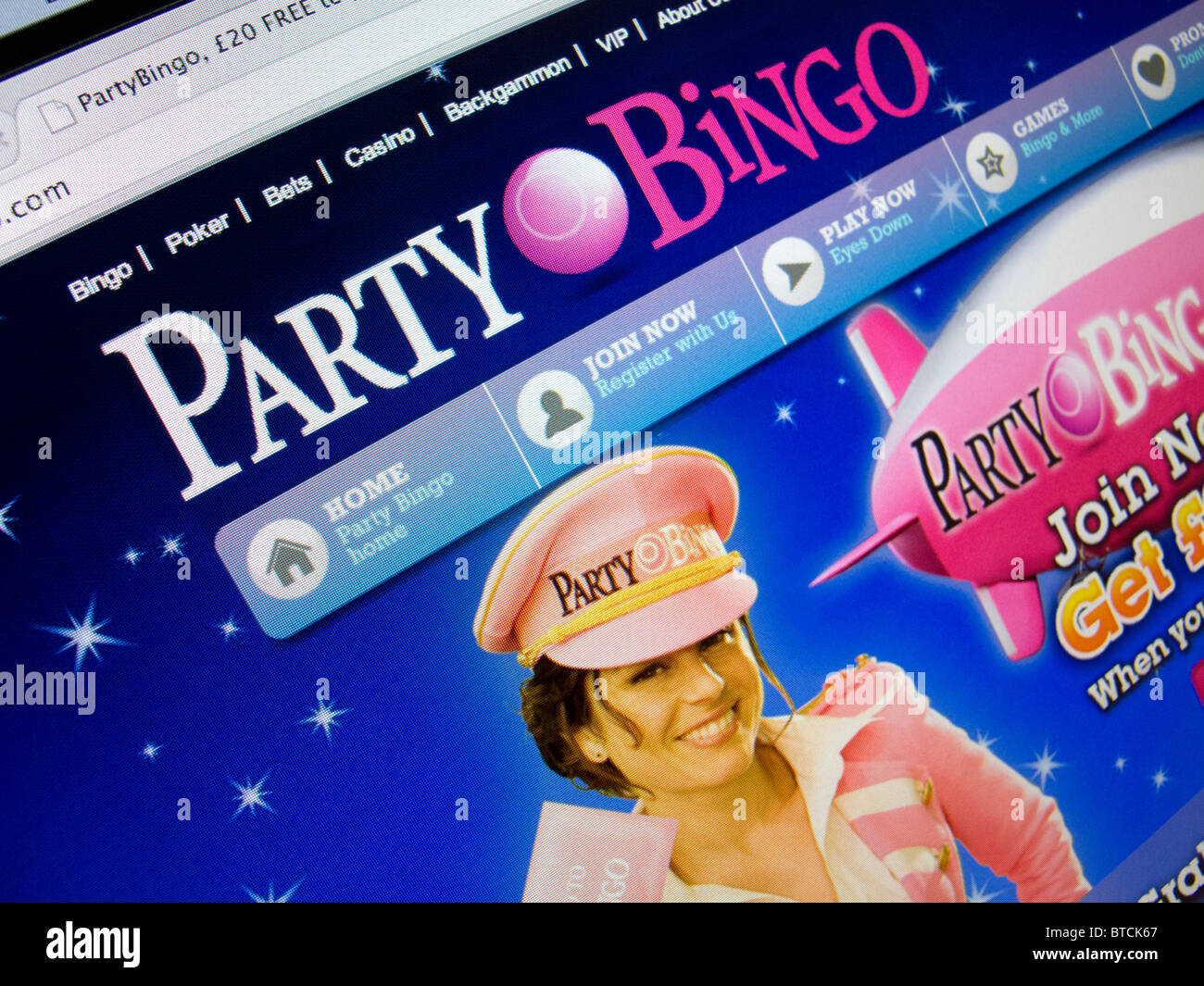 Detail of screenshot from online bingo website PartyBingo Stock Photo ...