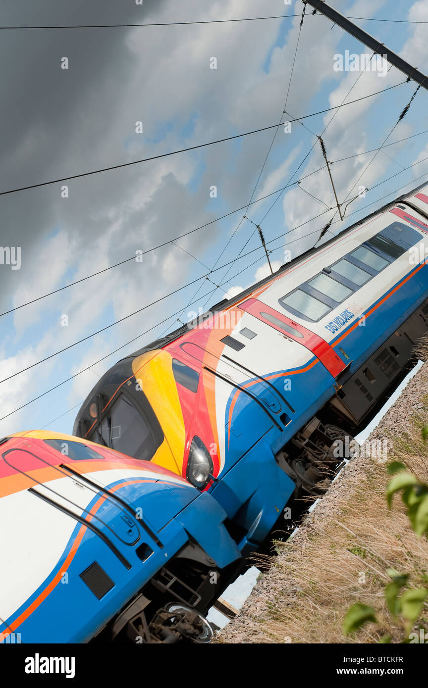 East Midlands trains class 222 meridian train speeding through the ...