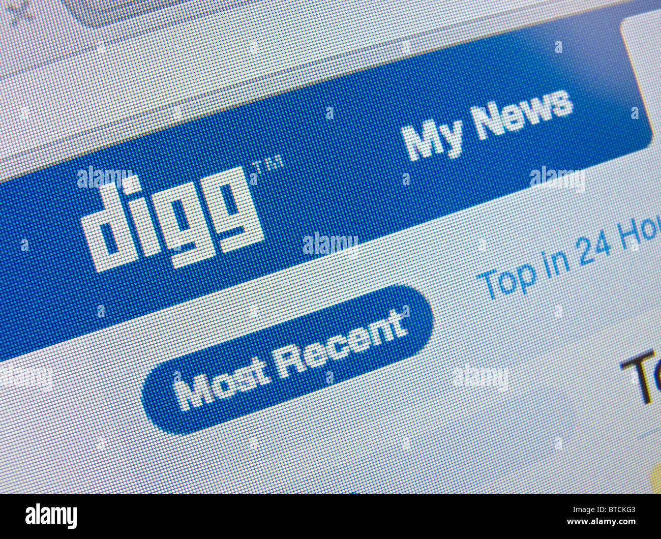 Detail of screenshot from Digg social internet website homepage Stock ...