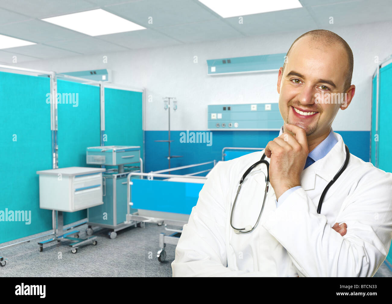 Portrait happy caucasian doctor hi-res stock photography and images - Alamy