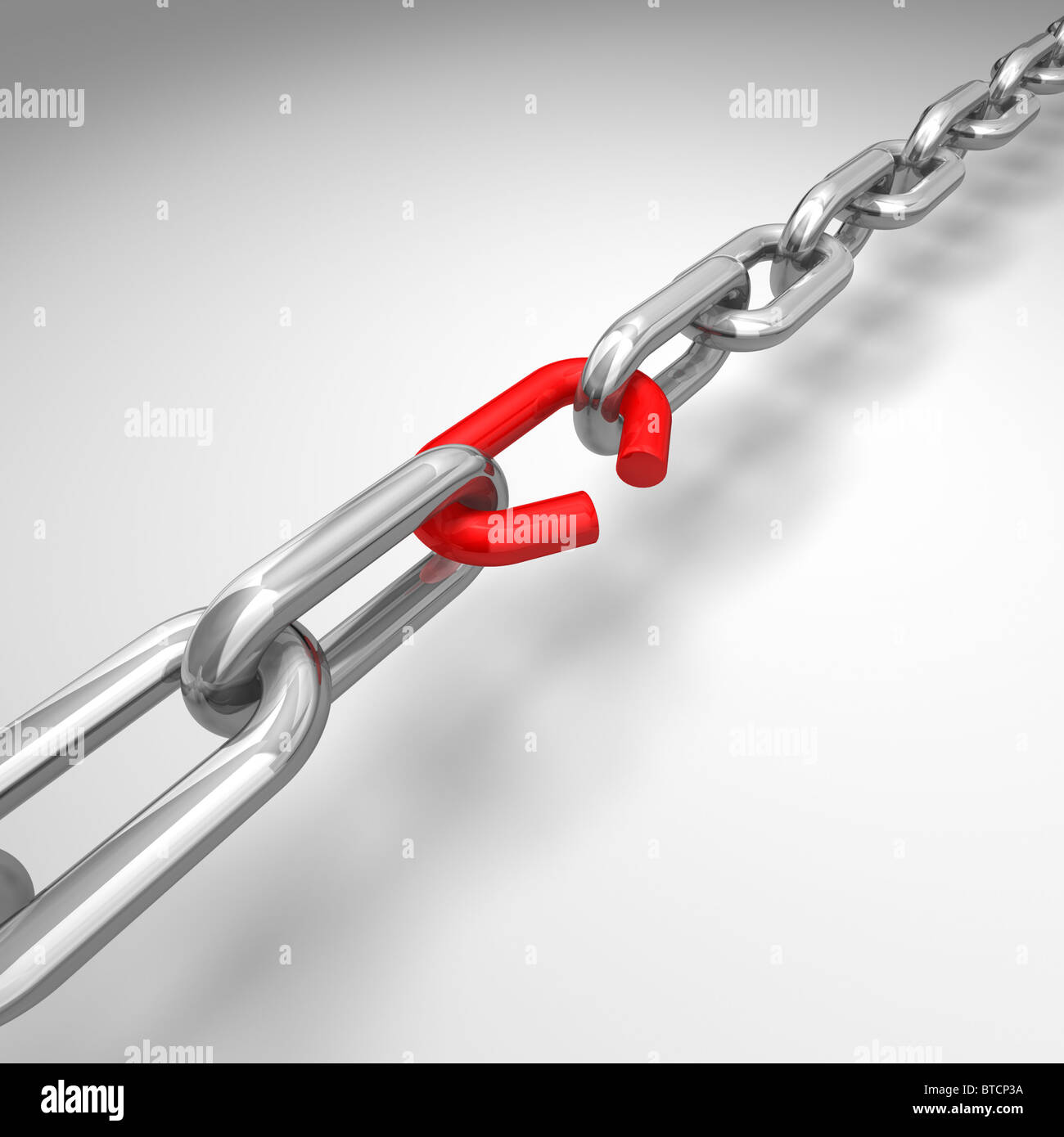 3d illustration of a broken silver chain - conceptual image Stock Photo ...