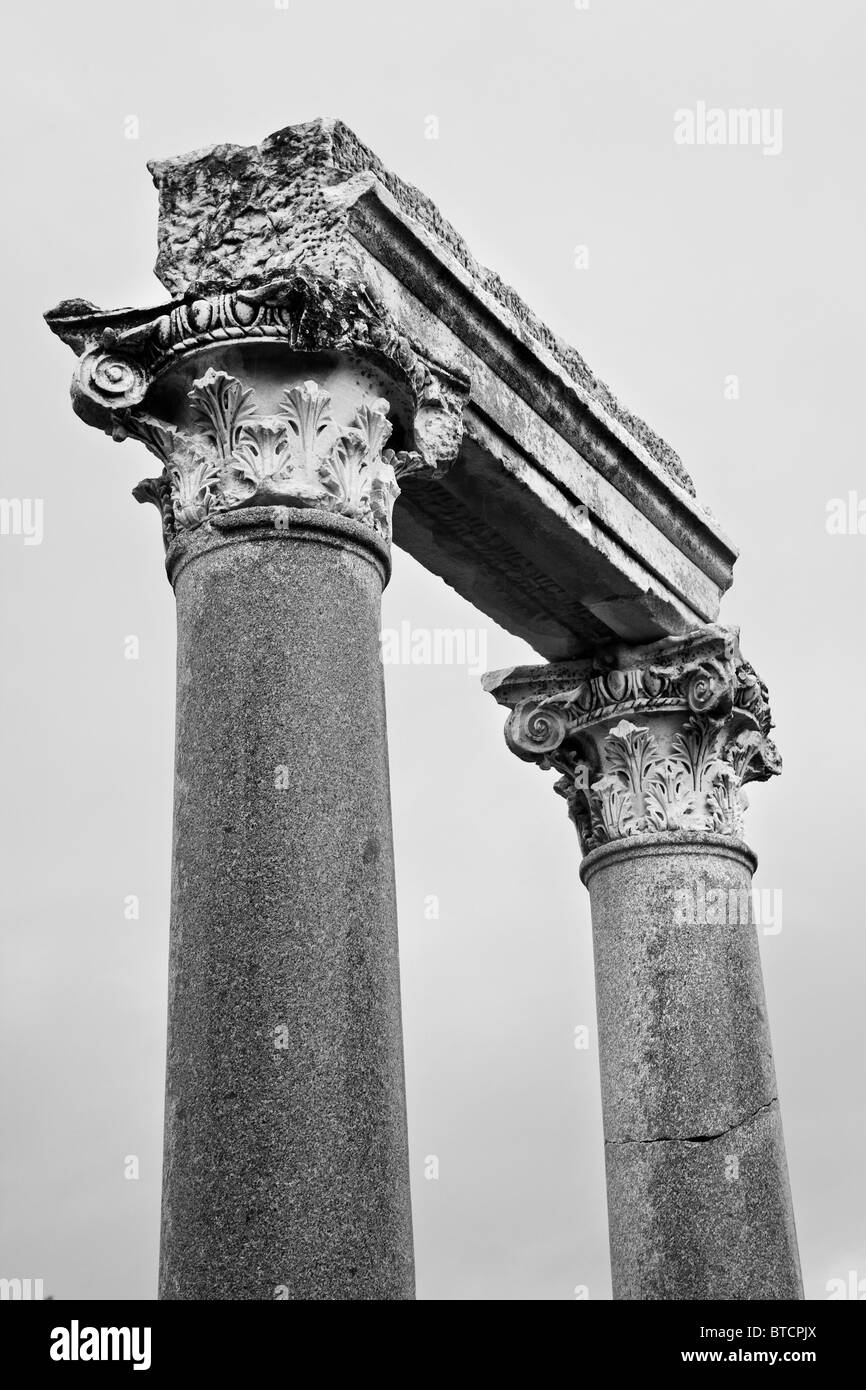 detail of ancient pillars at ephesus, turkey Stock Photo - Alamy