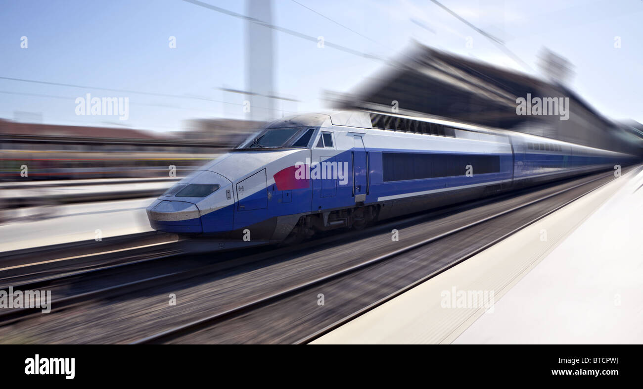 High-speed train in motion, France, Europe Stock Photo - Alamy