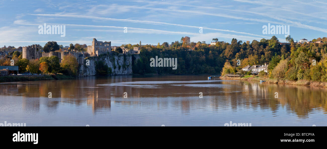 Chepstow Castle on River Wye in autumn, Chepstow, Monmouthshire Wales ...