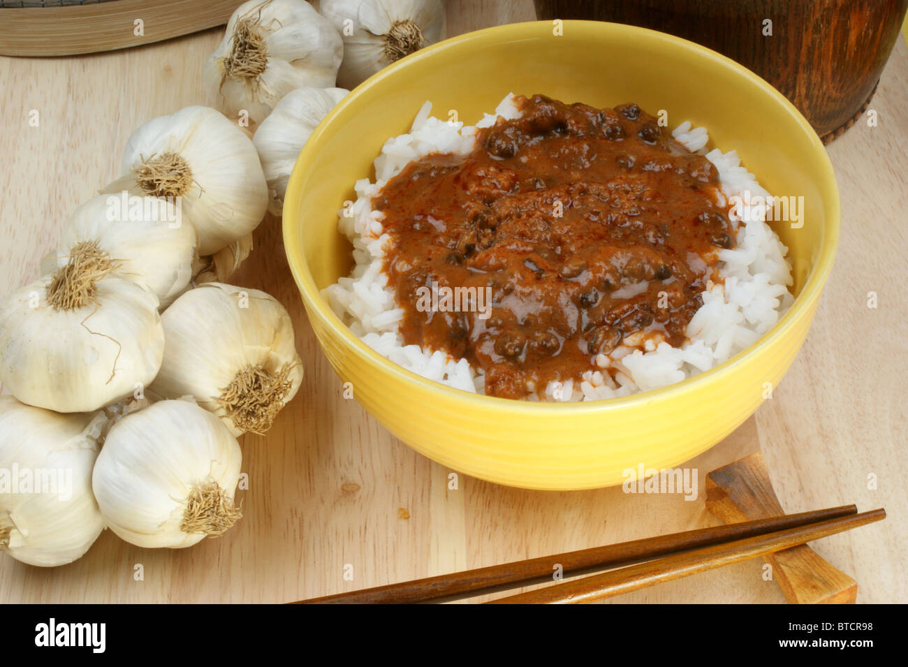 organic rice with mince meat sauce in a bowl Stock Photo - Alamy