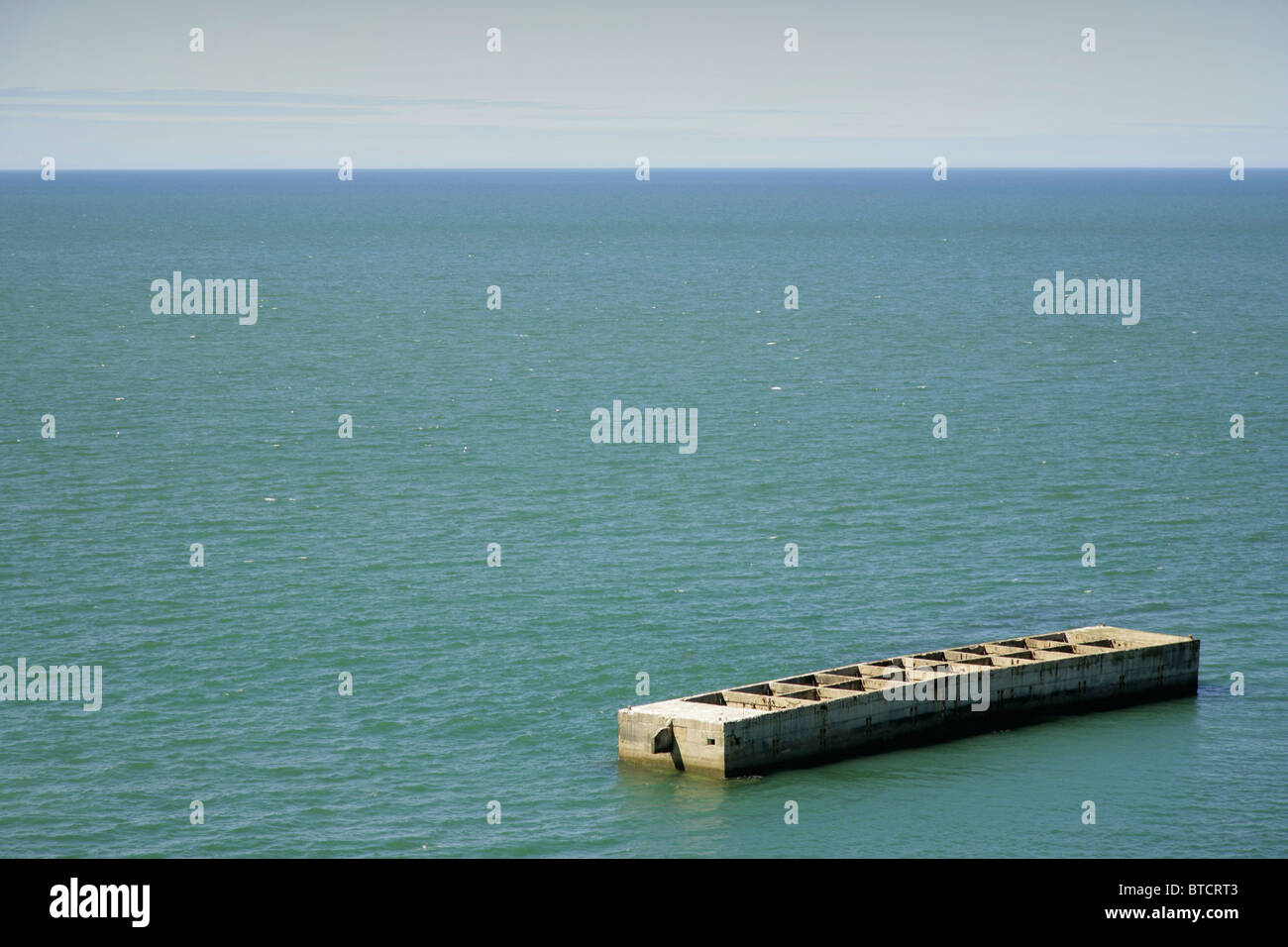 Remains of the Allied D-Day floating Mulberry harbour off Arromanches ...