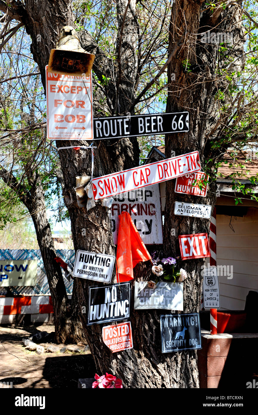 Signs and Decorations around Snow Cap Inn Seligman Arizona Route 66 ...